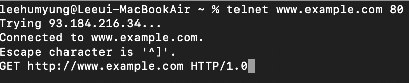telnet 맥북에서 사용하기, 예제