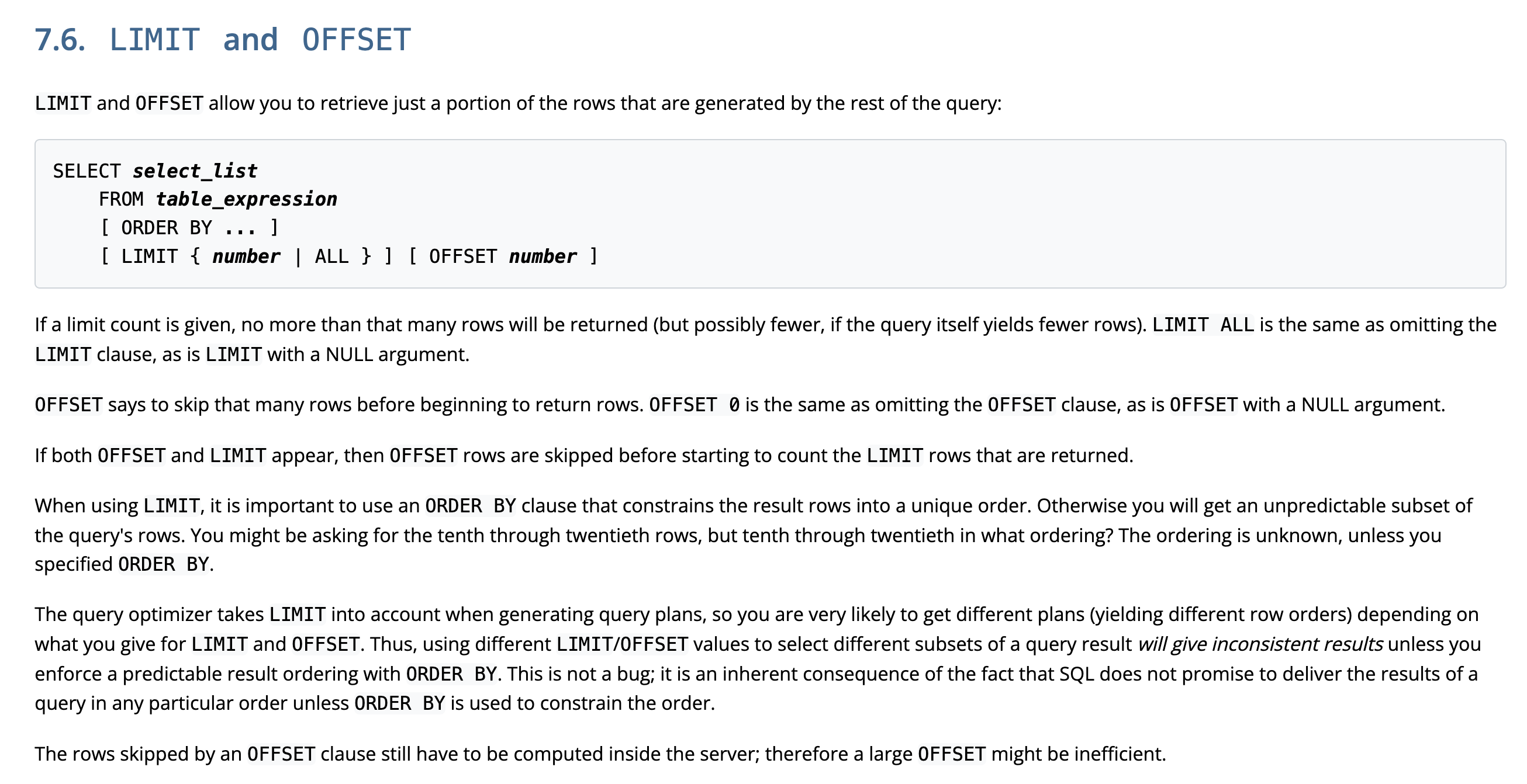 [PostgreSQL] 페이지네이션 구현 LIMIT, OFFSET
