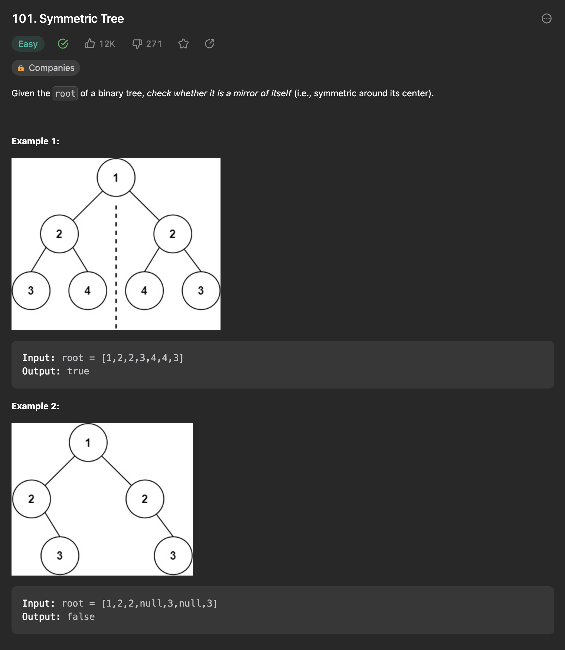 Leetcode 101 Symmetric Tree