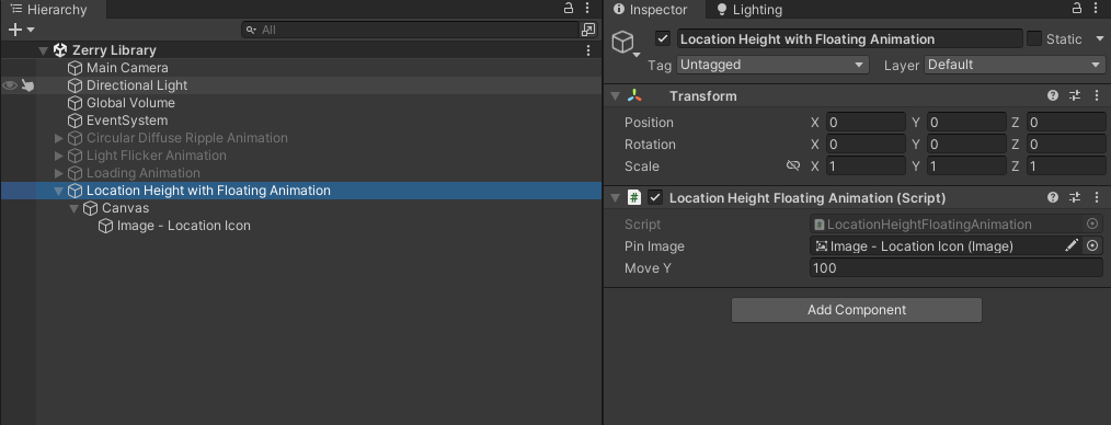 [Unity] Zerry Library (5) : Location Hightlight with Floating Animation