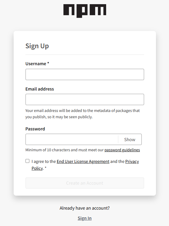 [npm] 계정 생성하기, GitHub 계정 연동하기