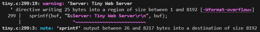 [W8발표]Tiny 웹서버 - sprintf 경고