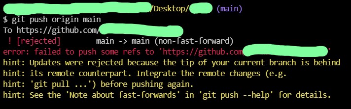 VSCode에서 rejected, non-fast-forward 해결하기.