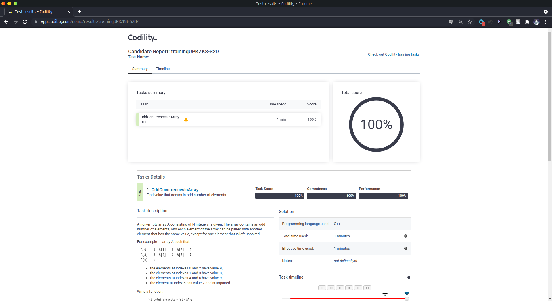 [ Codility ] - Lesson2 OddOccurrencesInArray(C++)