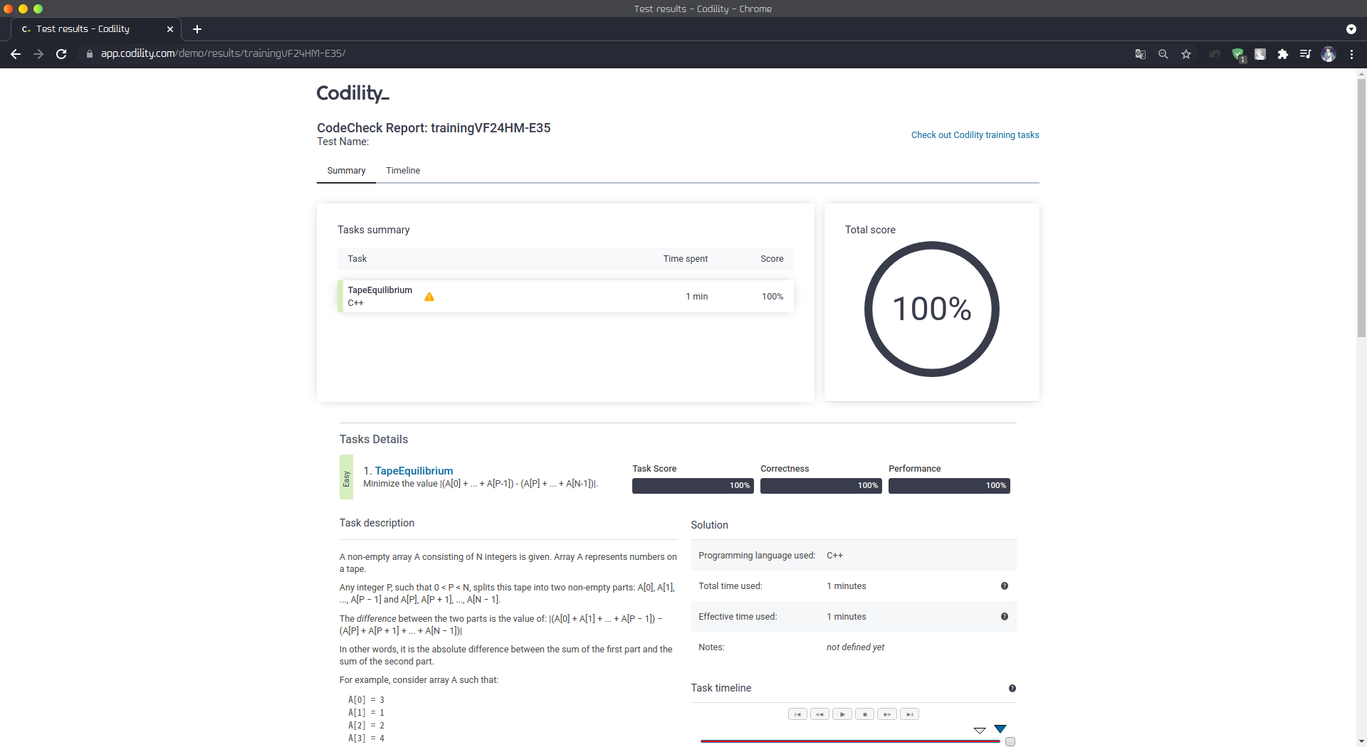 [ Codility ] - Lesson3 TapeEquilibrium(C++)