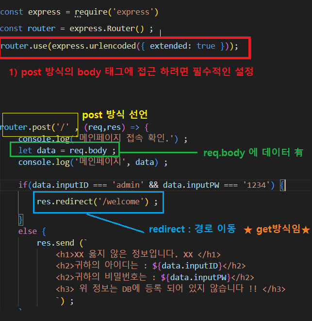 NEW_Node / POST 방식 + GET방식과 함께 사용해보기