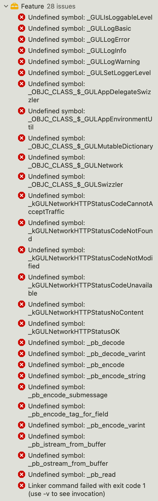 Tuist 사용 시 Undefined symbol: _GULIsLoggableLevel, Undefined symbol ...