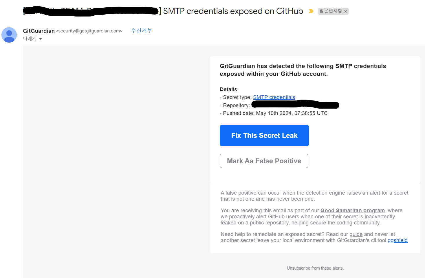 [TroubleShooting] SMTP credentials exposed on GitHub
