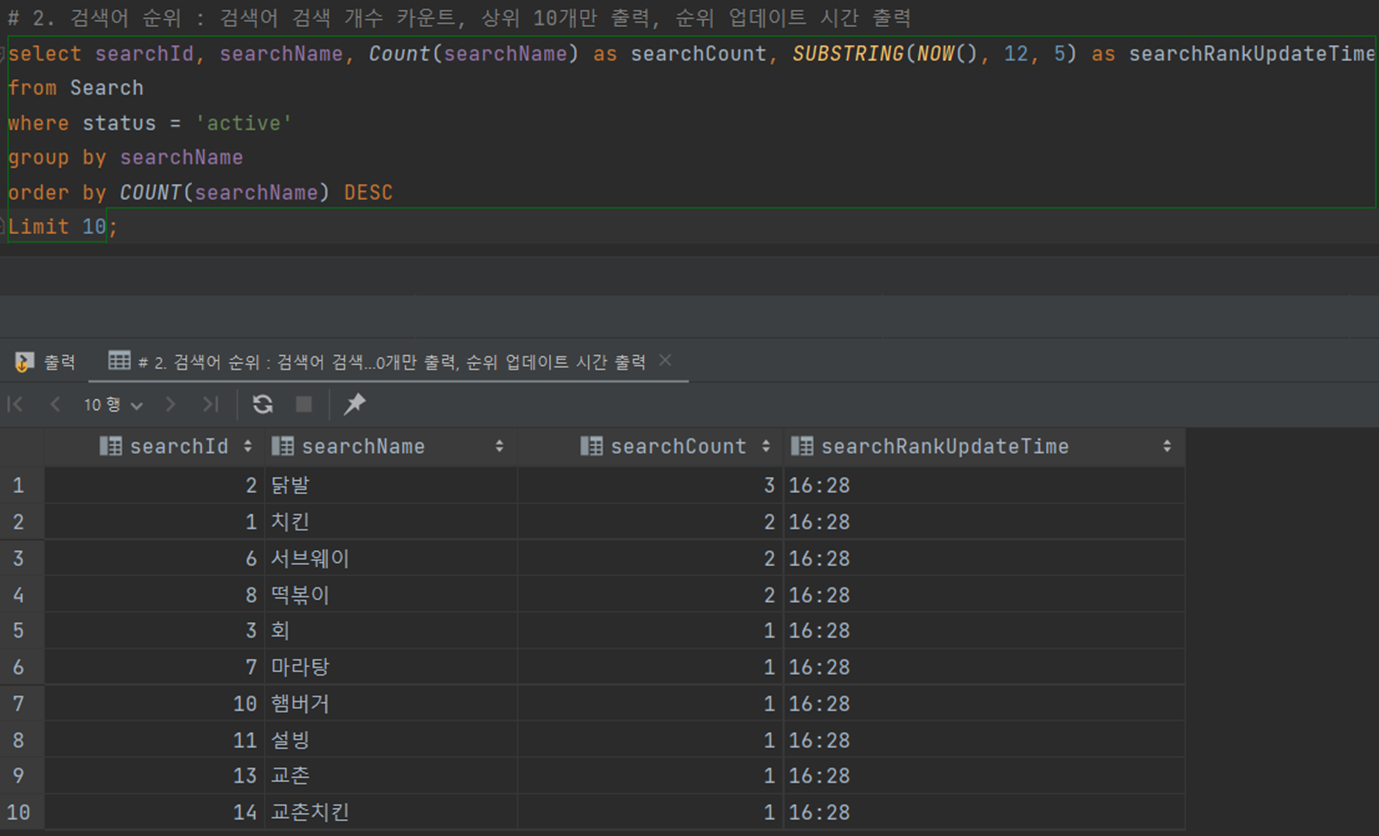 CoupangEats 한방쿼리