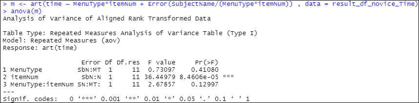Aligned Rank Transform: How to use ARTool in R