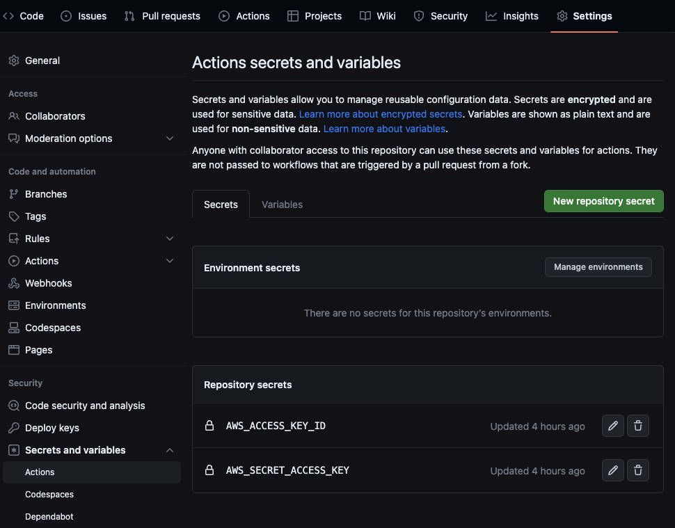 Github Actions - AWS S3