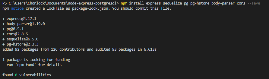 Express Sequelize With Postgresql Database를 사용하여 Nodejs Restful Crud Api 구현하기 Step1