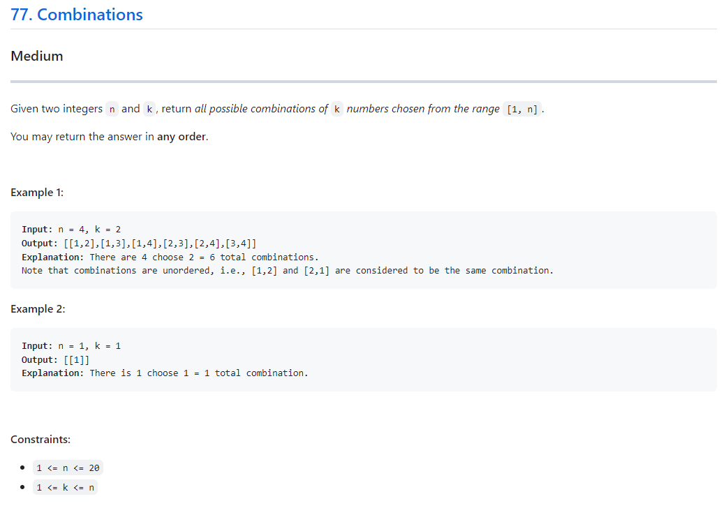 LeetCode - Combinations LeetCode - Combinations