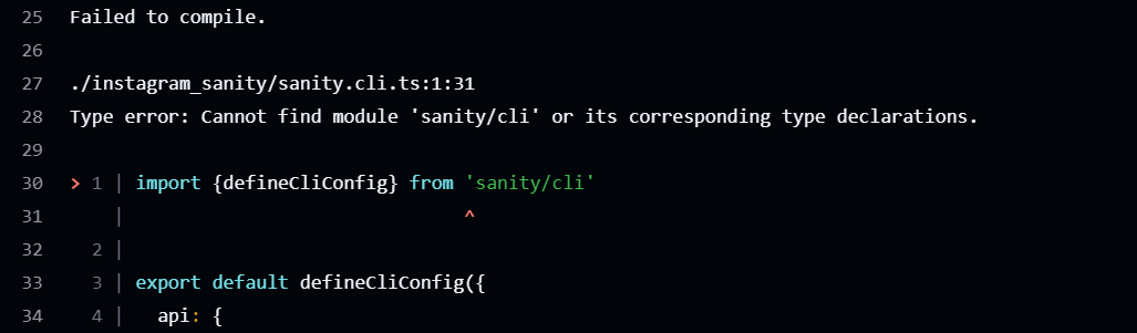 Cannot find module 'sanity/cli' or its corresponding type declarations. 에러