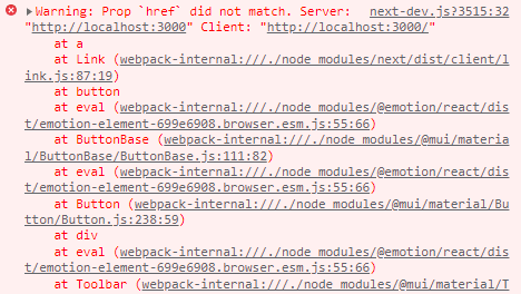 Prop 'href' did not match.