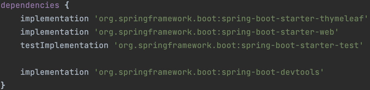 'spring-boot-devtools' 라이브러리 추가