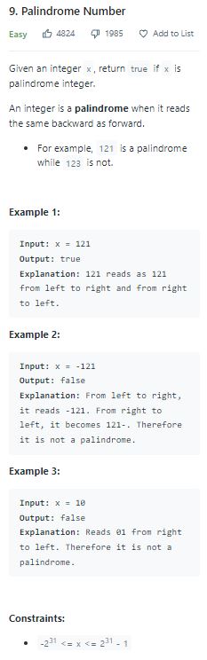 [LeetCode] 9. Palindrome Number