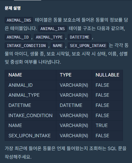 프로그래머스sql 최댓값 구하기
