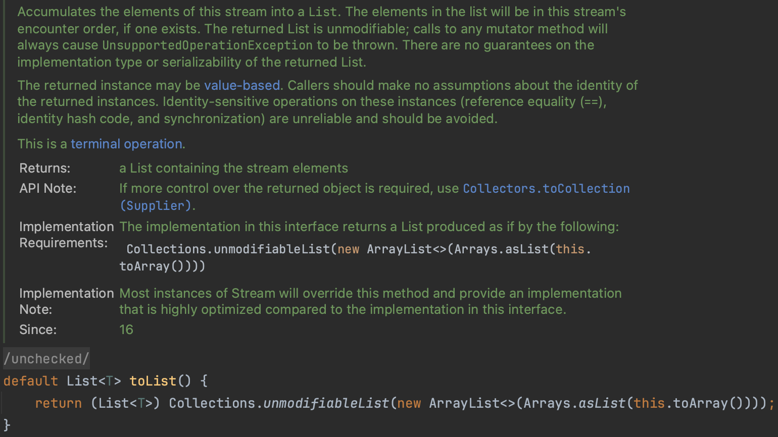 [Java] Collectors.toList vs Stream.toList