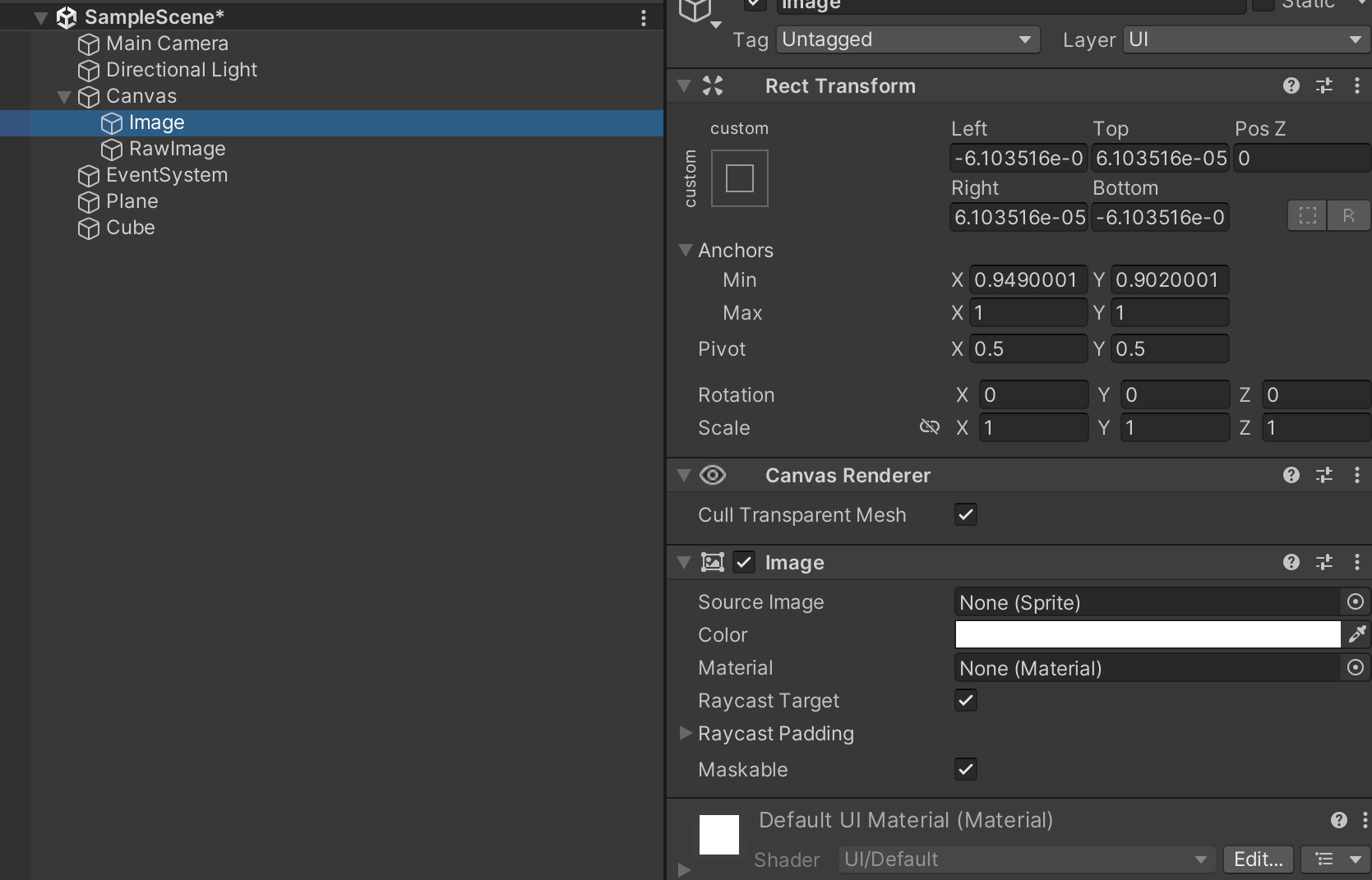 Unity - 기본 지원 UI