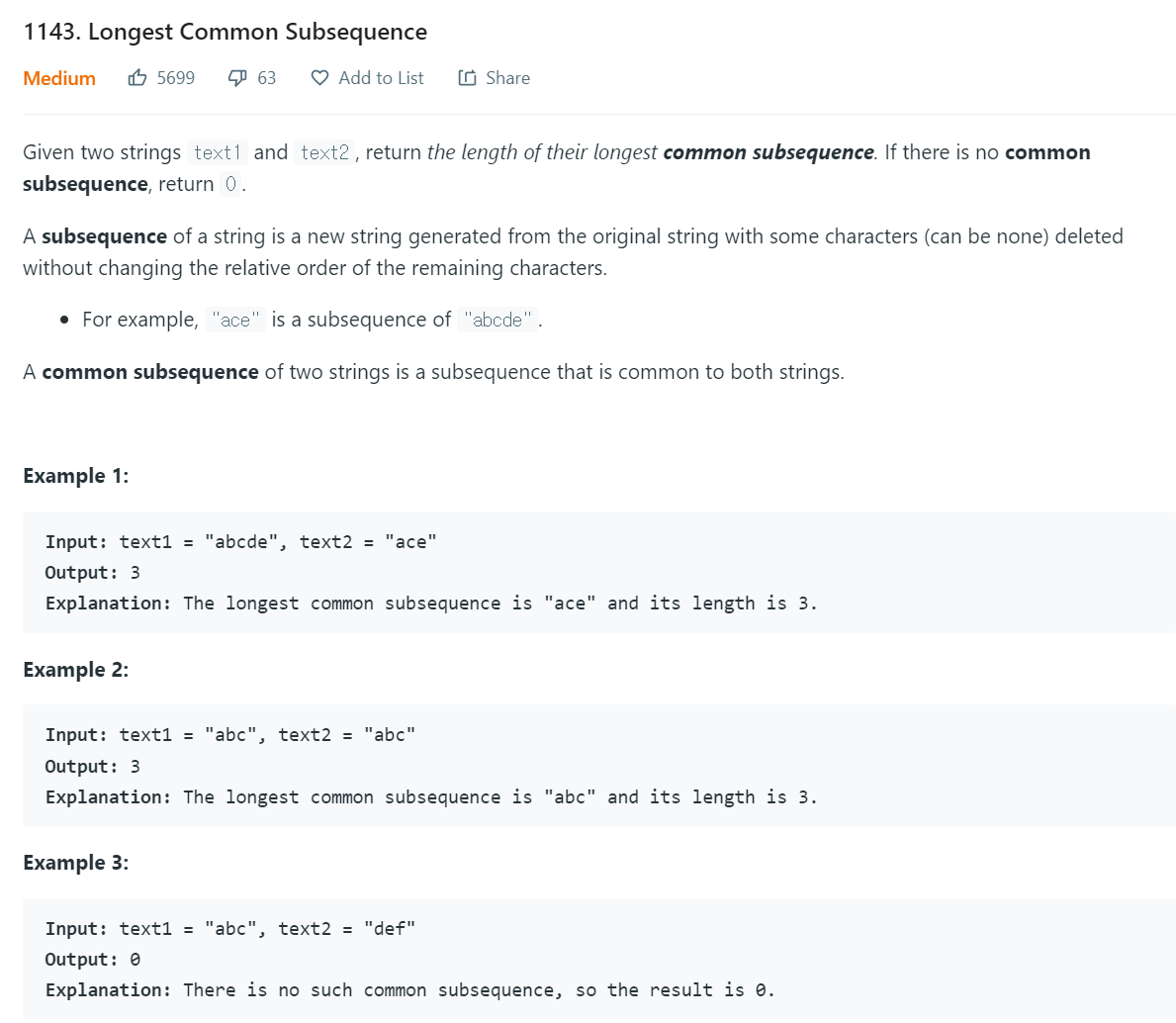 Longest Common Subsequence