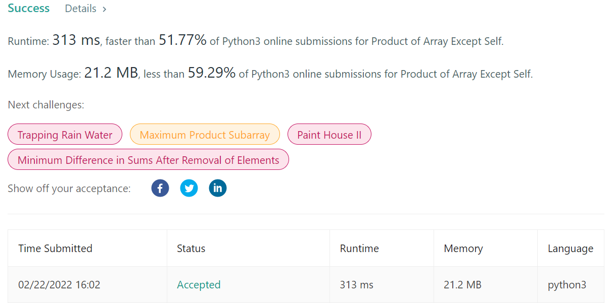 Product of Array Except Self Product of Array Except Self