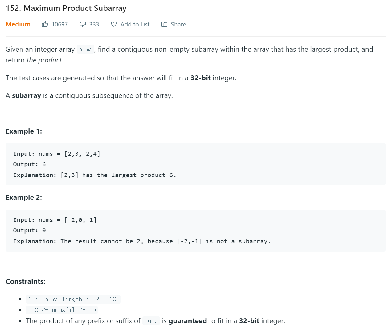 Maximum Product Subarray Maximum Product Subarray