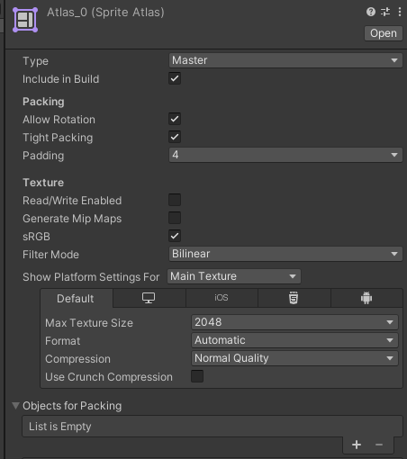 유니티 Sprite Atlas