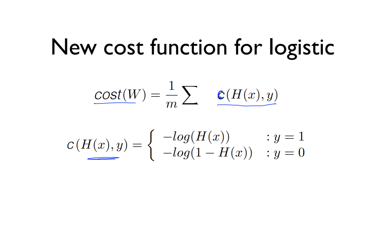 [ML] Logistic (regression) classification: Cost function & gradient decent