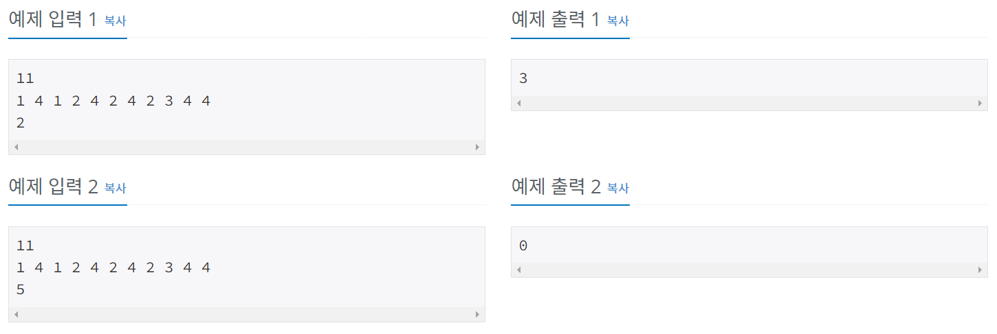 [백준] 10807번 : 개수 세기 - JAVA