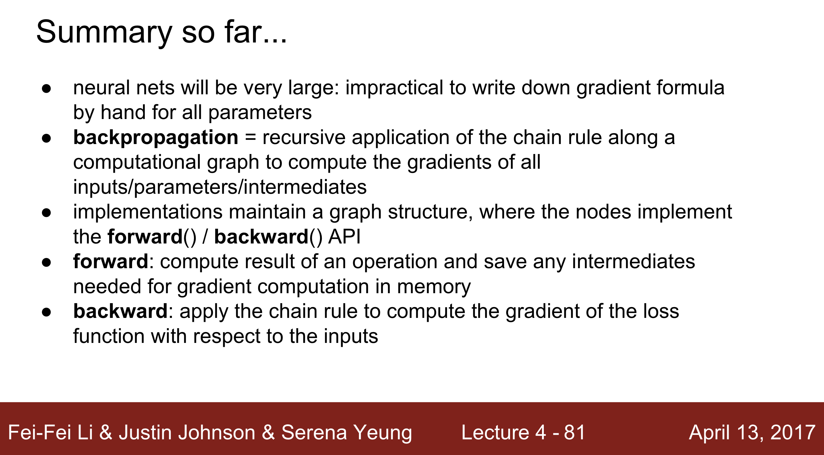 Stanford University CS231n - Lecture 4 :: Backpropagation and Neural Networks