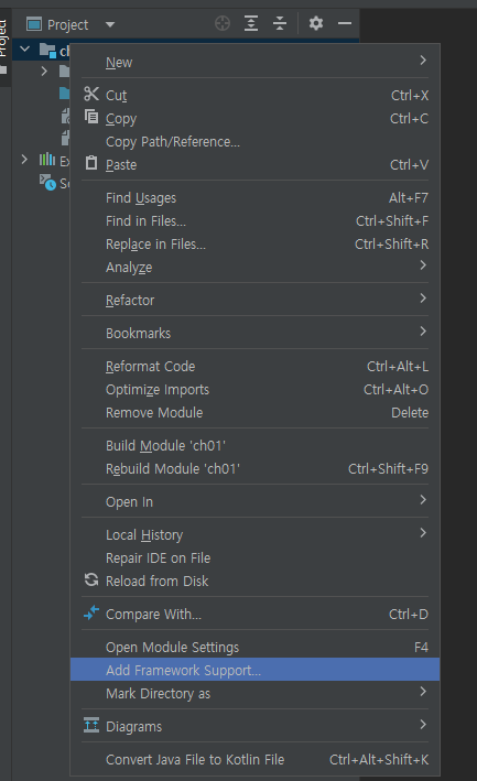 인텔리제이 Add Framework Support 안보일때 Mac 