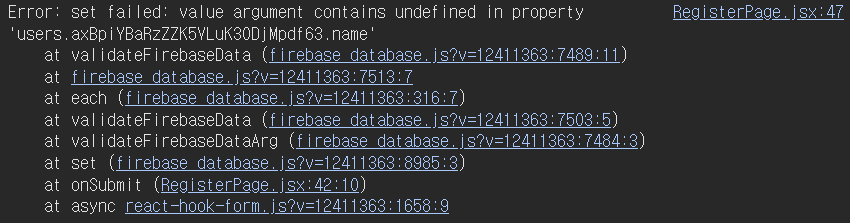 Error: set failed: value argument contains undefined in property