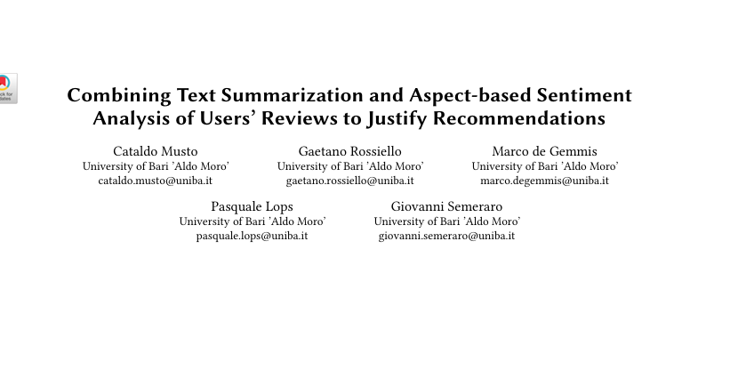 Combining text summarization and aspect-based sentiment analysis of ...