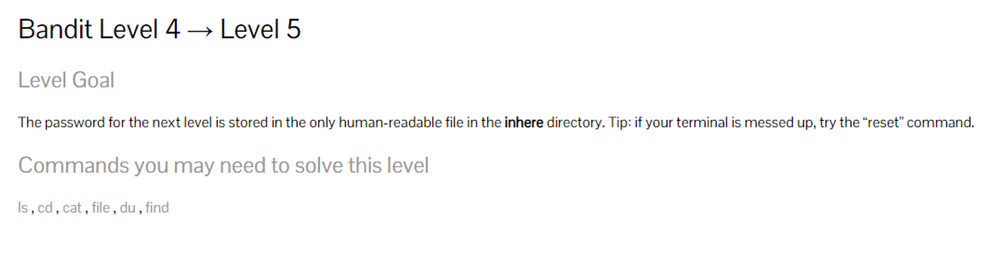 Bandit Level 4 → Level 5