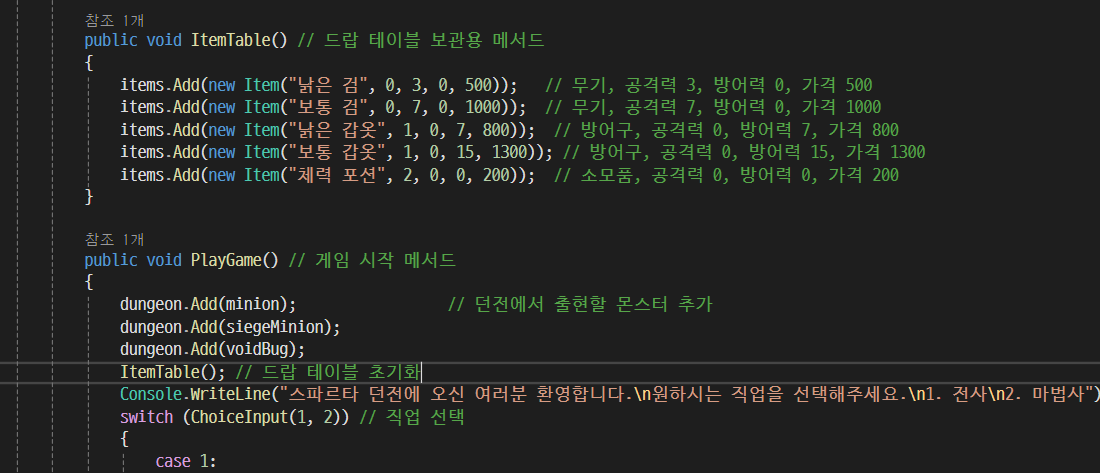 24.01.11 TIL - [C#] Text RPG 팀 프로젝트 (1)