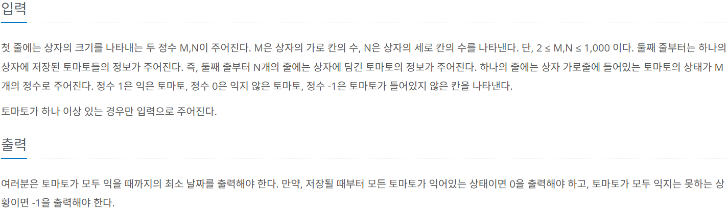 [백준/7576] 토마토 - JAVA