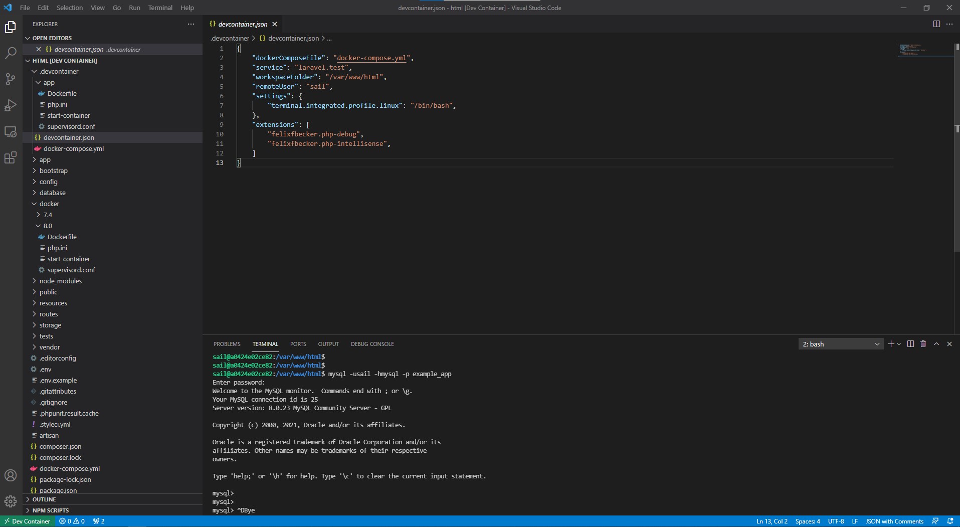 VS Code devcontainer로 laravel 개발환경 구성하기