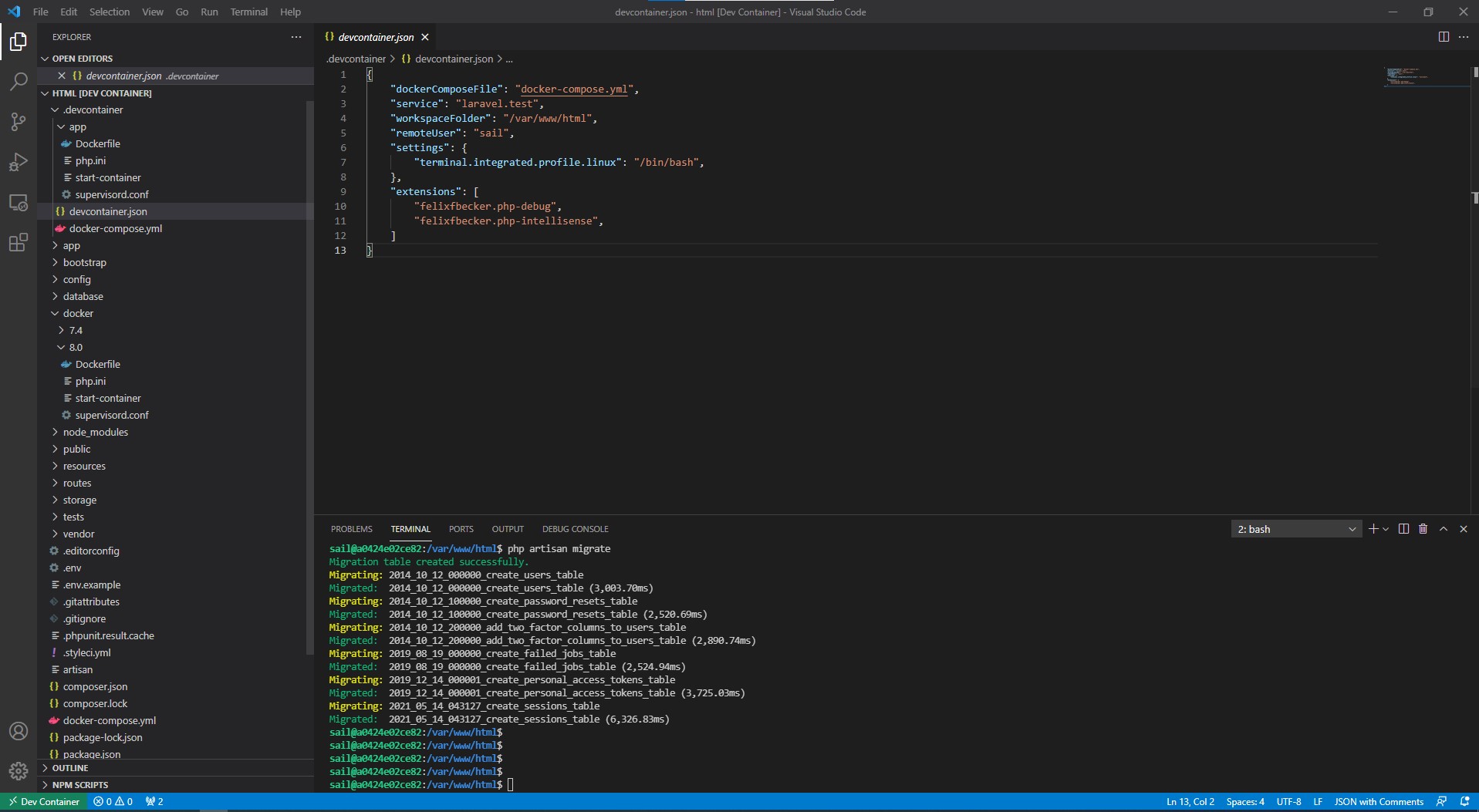 VS Code devcontainer로 laravel 개발환경 구성하기