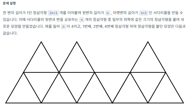 [코딩테스트] 2024 KAKAO WINTER INTERNSHIP - 산 모양 타일링 (Javascript)