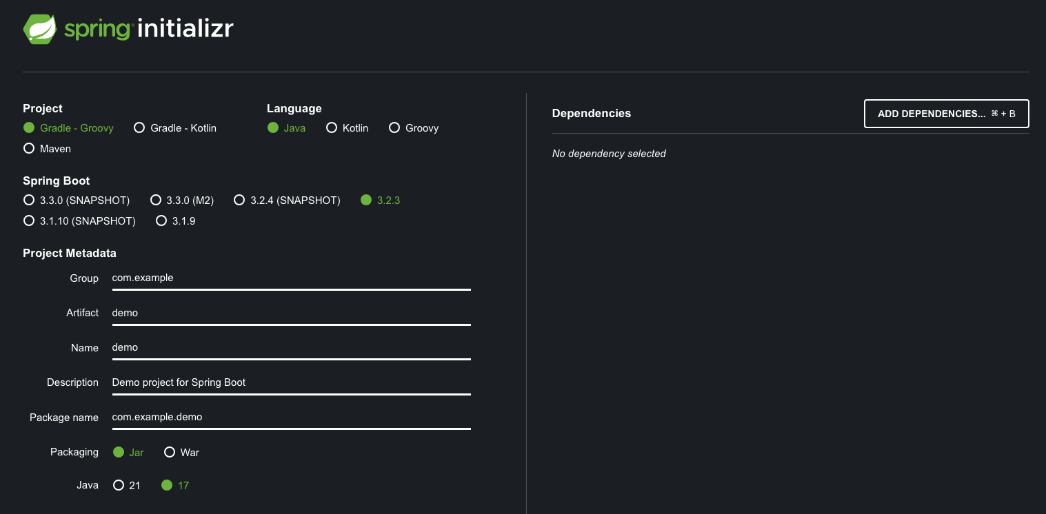 [Sprinig Boot] Spring Initializr