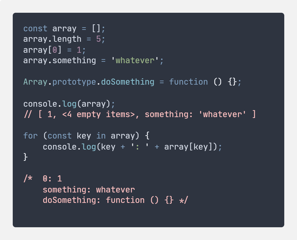 [JS] for, for...in, for...of, forEach()