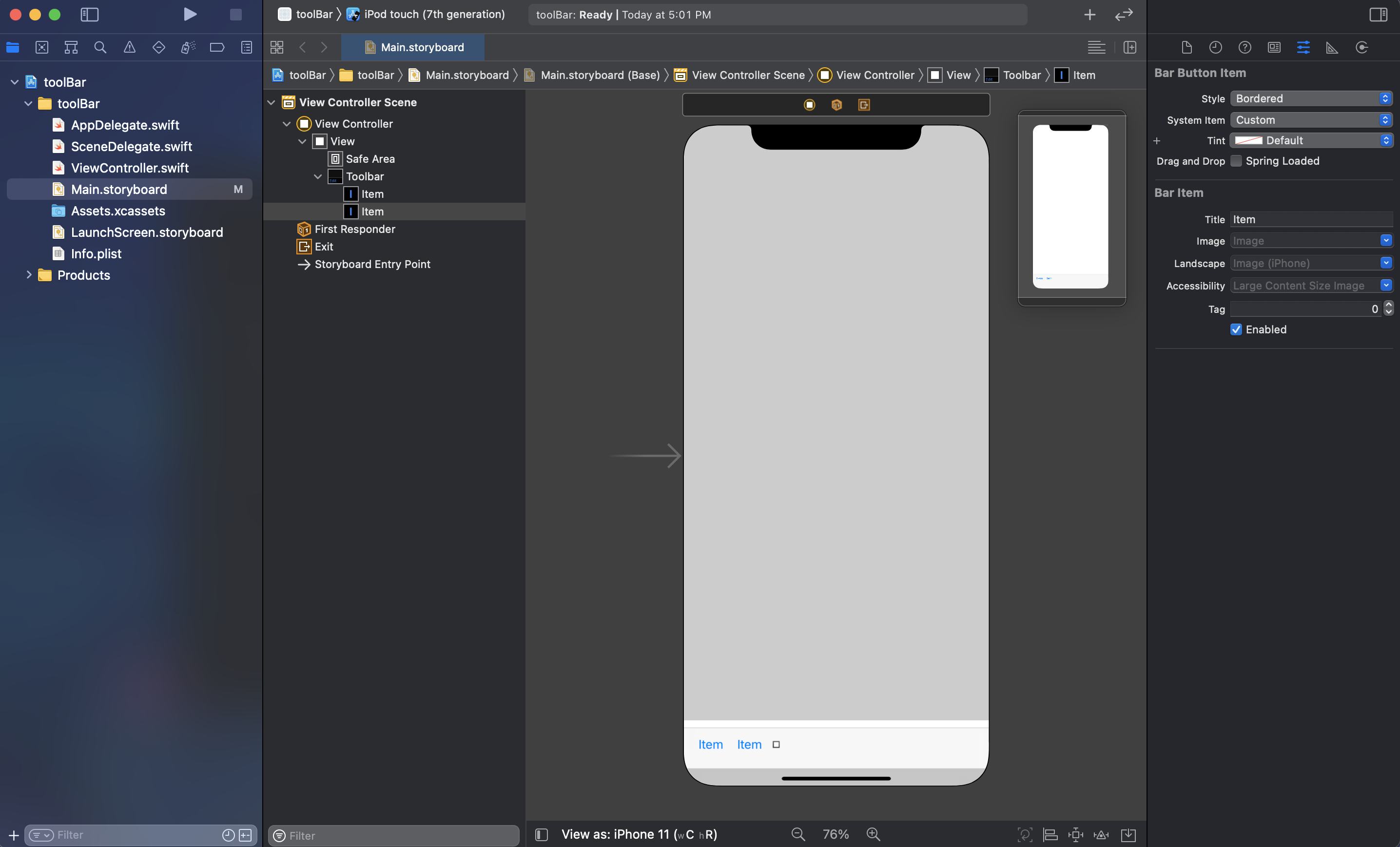 [iOS / Swift] ToolBar