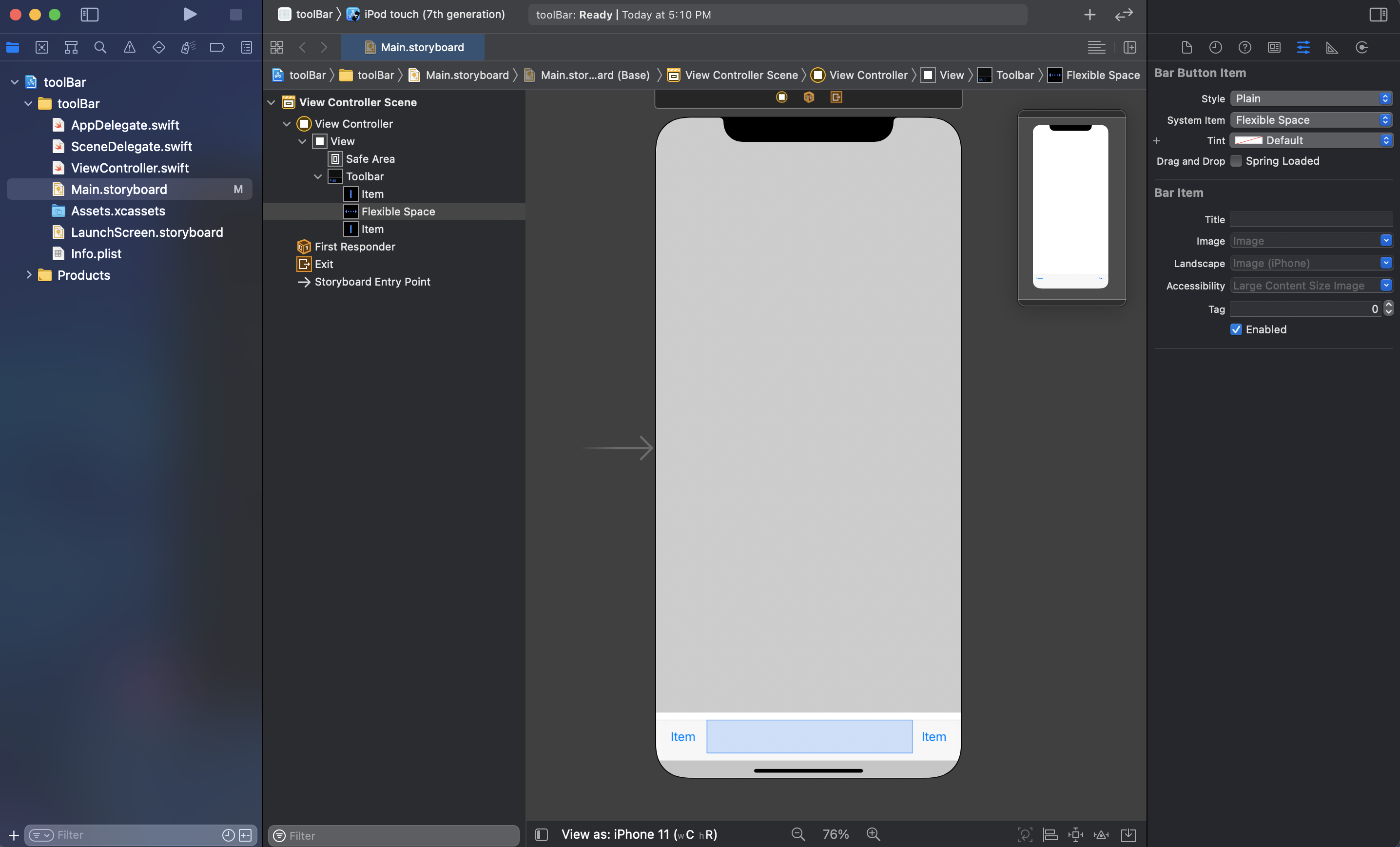 [iOS / Swift] ToolBar