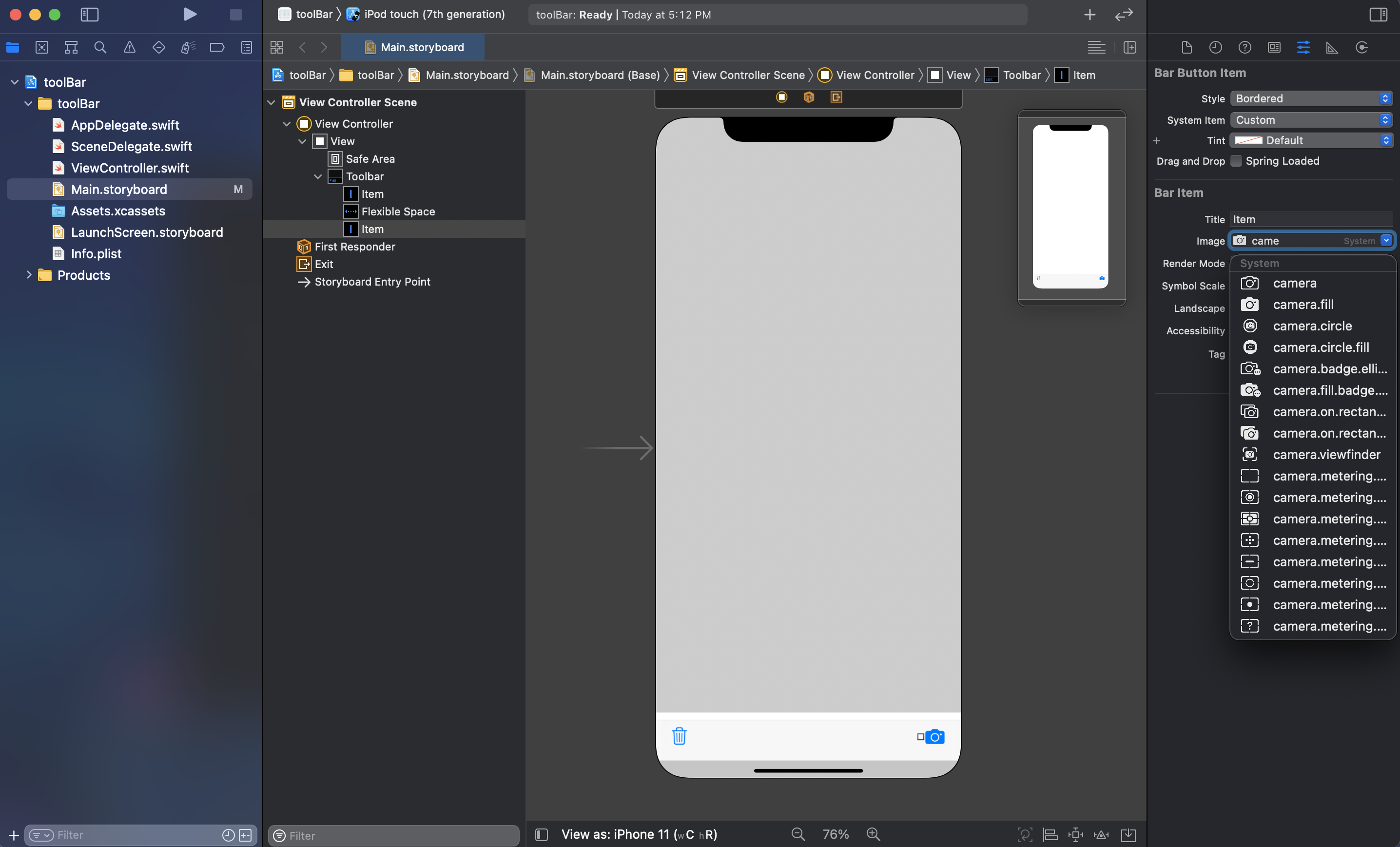 [iOS / Swift] ToolBar
