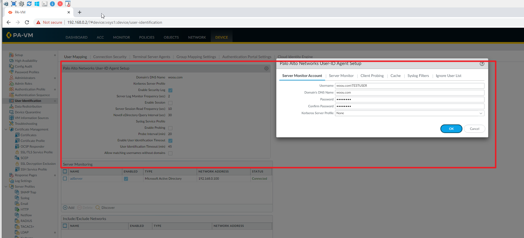 User Identification Setup in Palo Alto