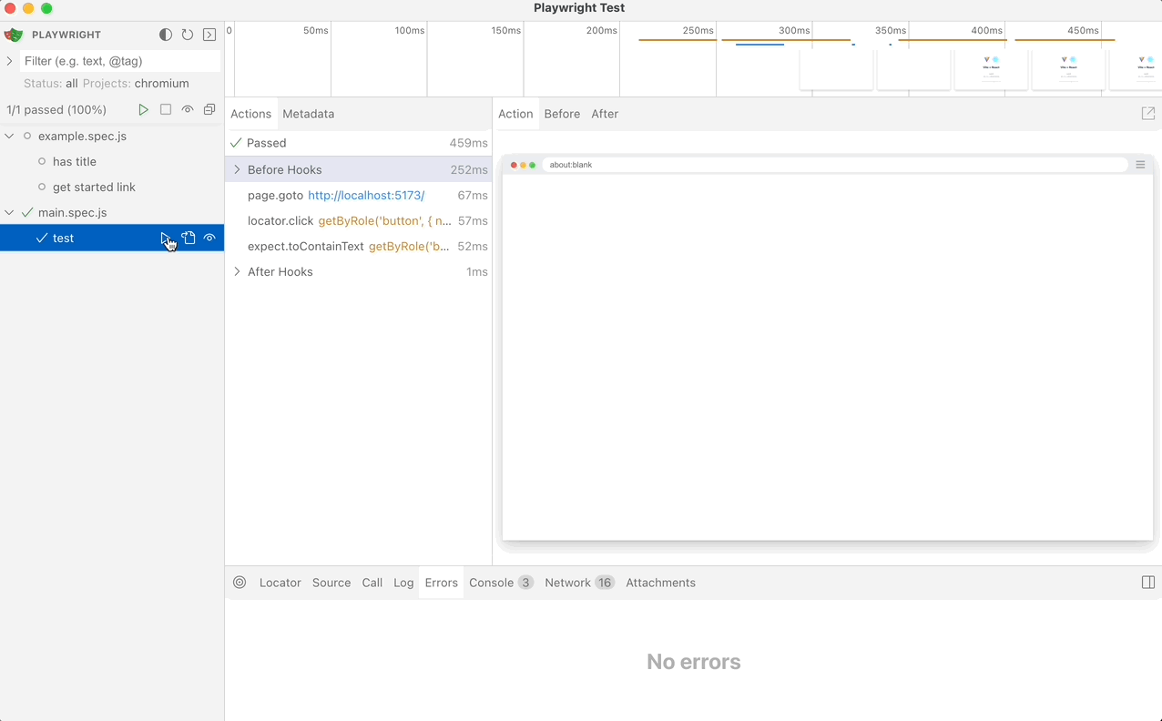 react + playwright 3분 가이드!