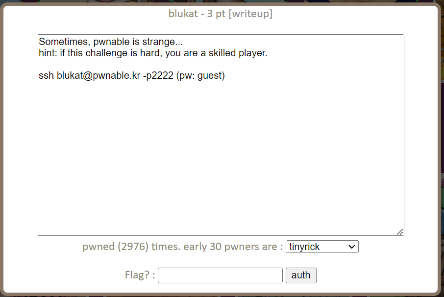 [pwnable.kr] blukat
