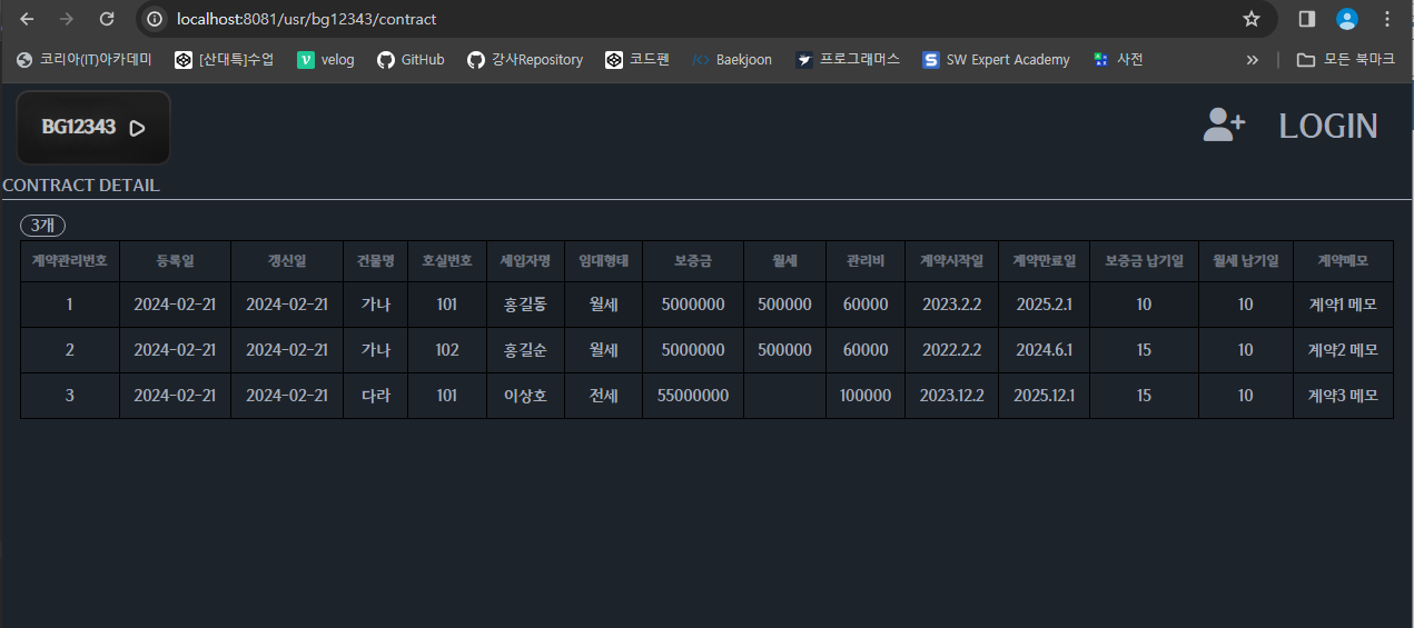 [project BG 12343] log_22 테스트데이터 jsp 연결까지