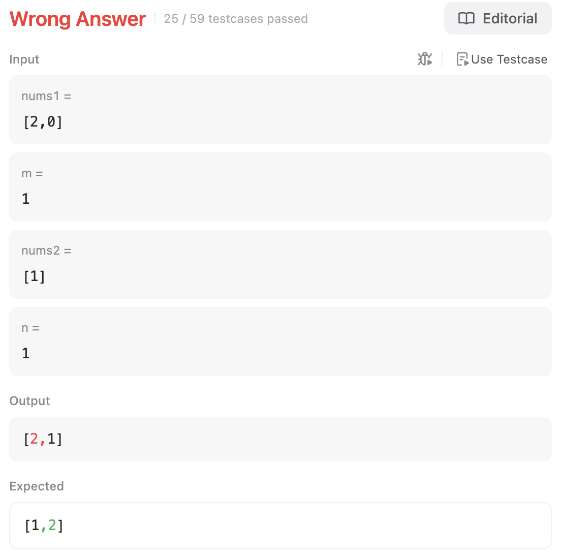 Leetcode 88. Merge Sorted Array